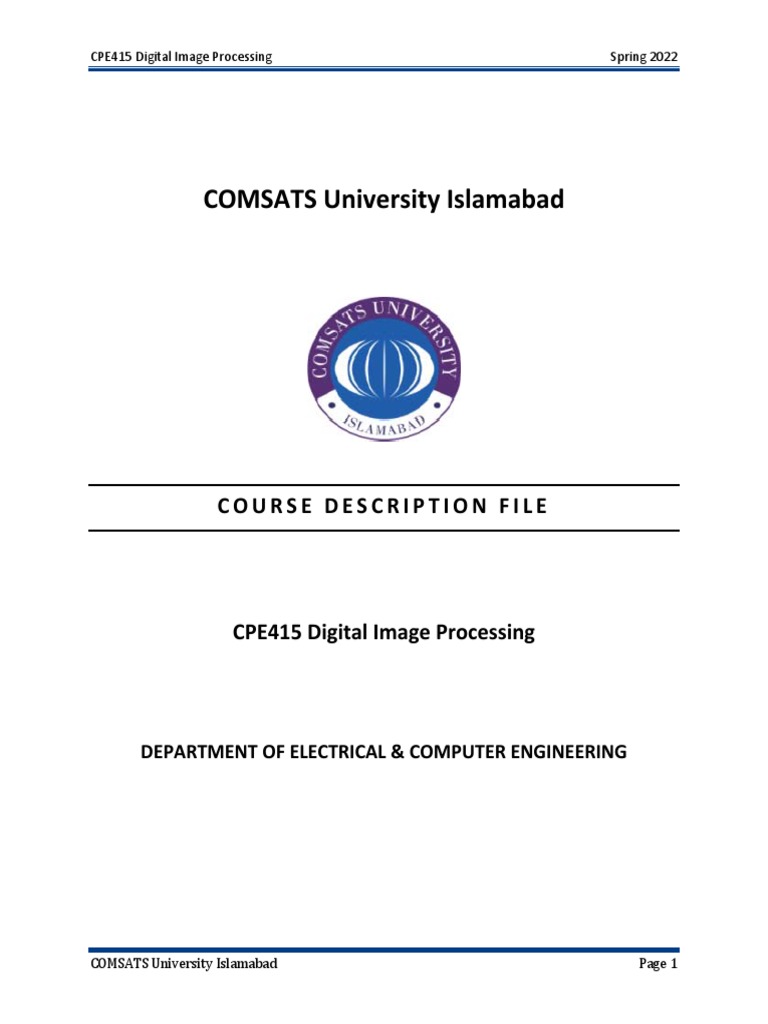 CPE415 Digital Image Processing | PDF | Data Compression | Digital Signal Processing
