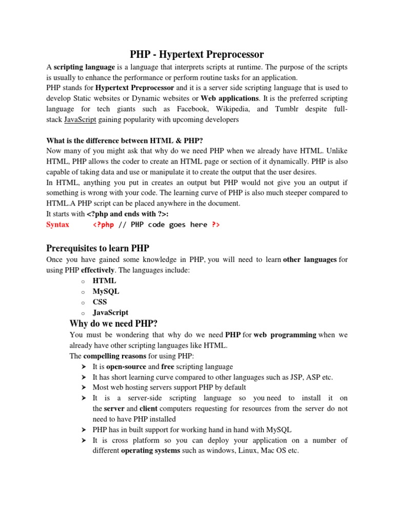 PHP Unit II Part I | PDF | Php | Variable (Computer Science)