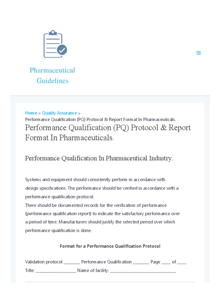 Performance Qualification (PQ) Protocol 03 | PDF | Verification And ...