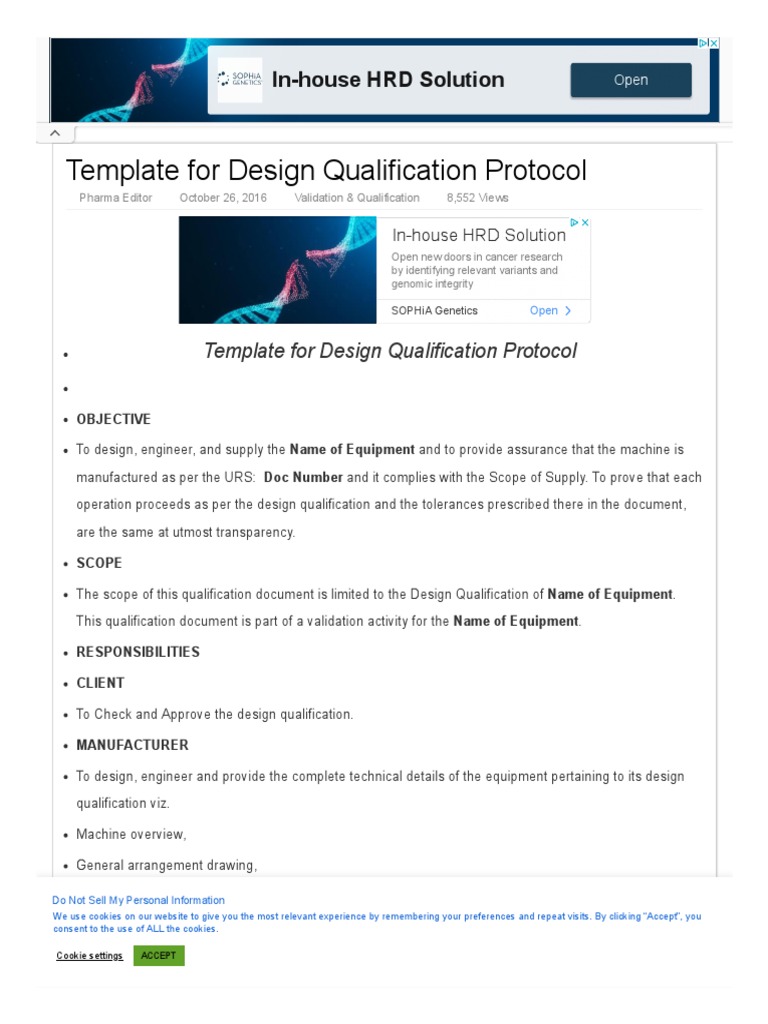 Design Qualification Protocol Template | PDF | Http Cookie ...