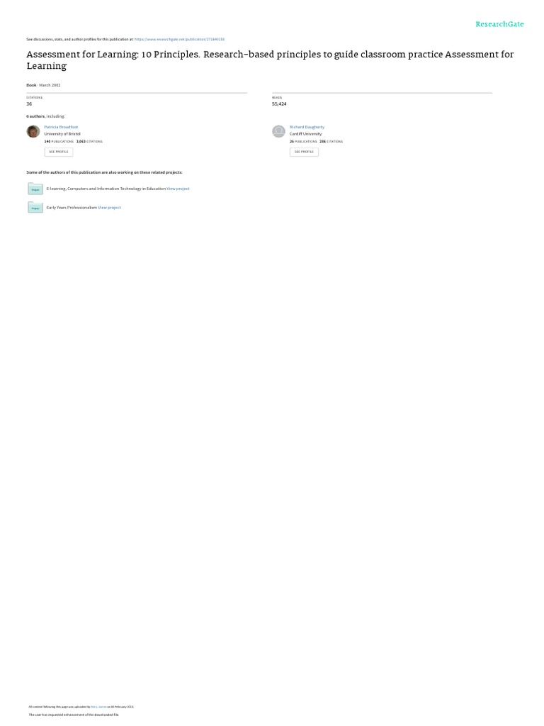 Assessment For Learning 10 Principles | PDF | Educational Assessment ...
