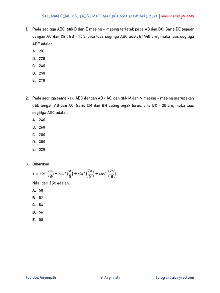 Salinan Soal KSI POSI 2021 | PDF