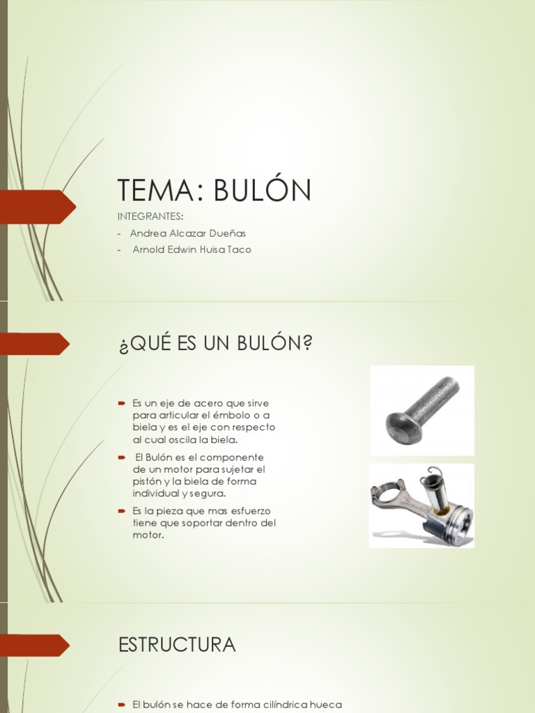 BULÓN Terminad | PDF | Pistón | Tornillo