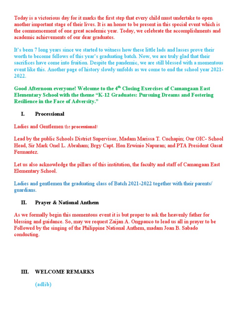 Graduation Script | PDF