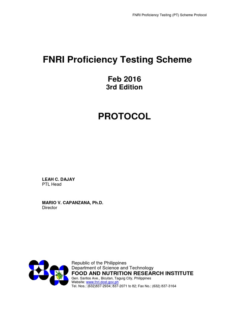 FNRI Proficiency Testing Scheme: 3rd Edition | PDF | Outlier | Robust ...