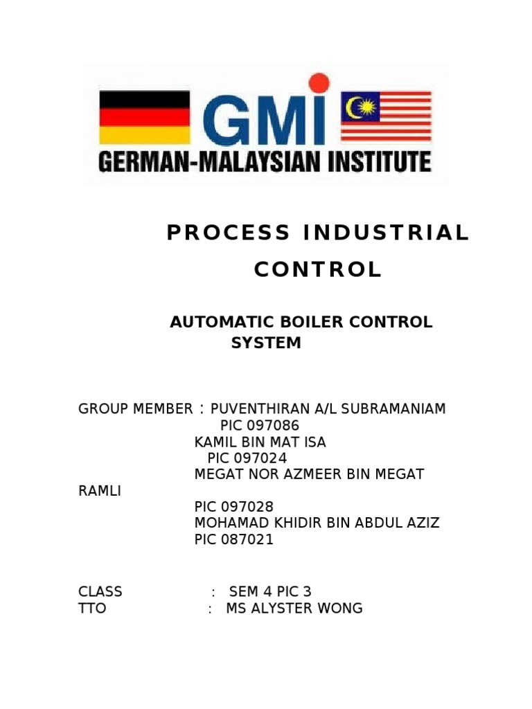 Process Industrial Control: Automatic Boiler Control System | PDF ...