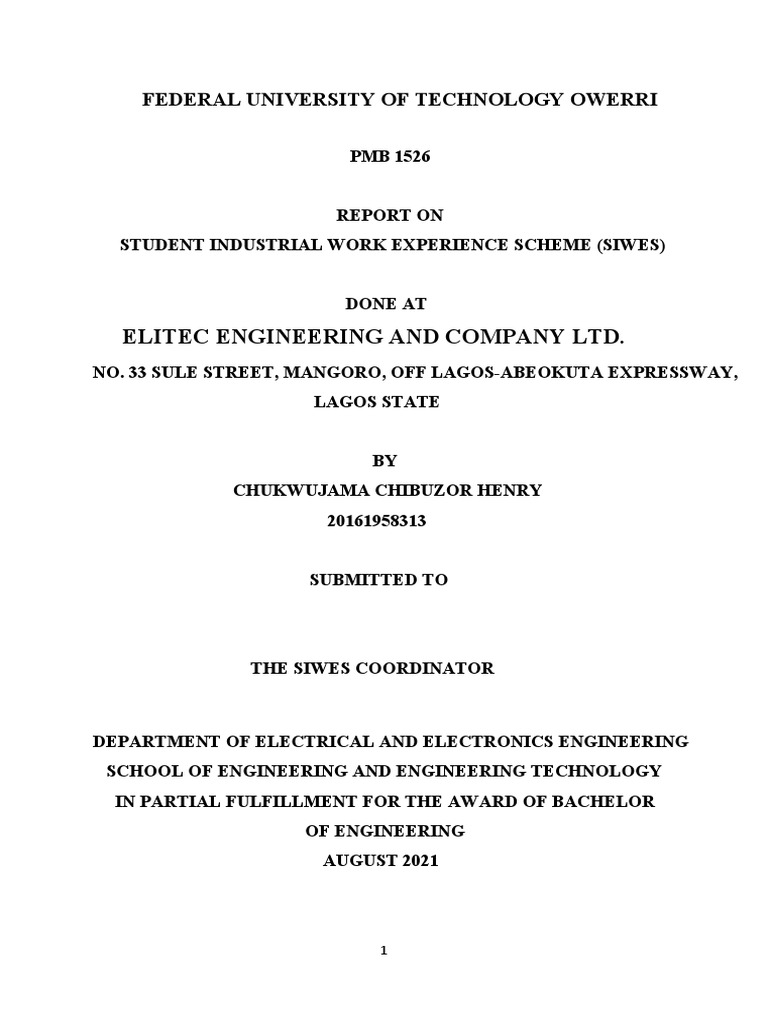 Chibuzor Elitec Wiring Report | PDF | Electric Power Distribution ...