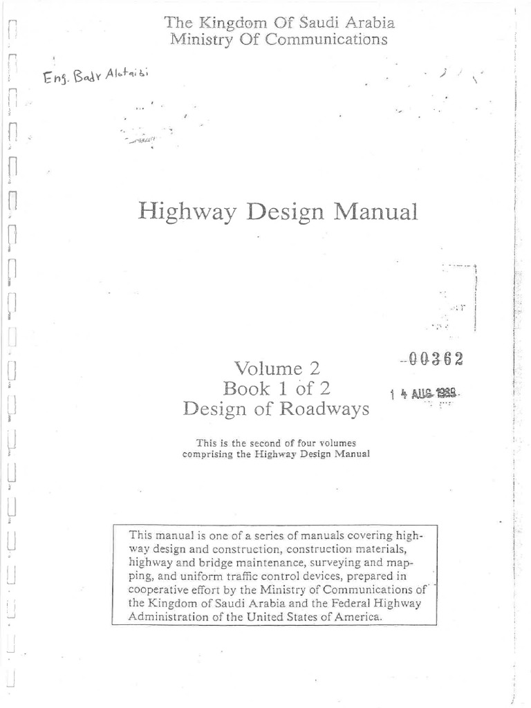 Highway Design Manual Volume 2 Book 1 of 2 Design of Roadways | PDF