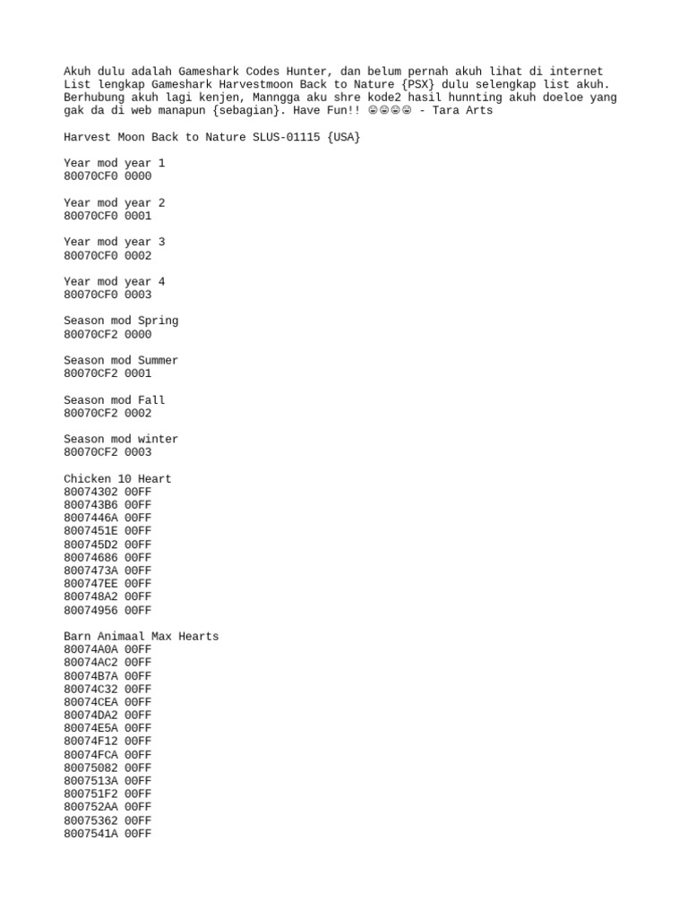 GAMESHARK CODES | PDF