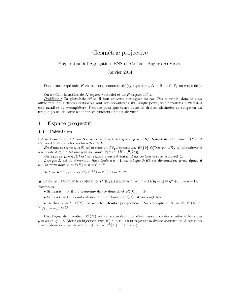 Geometrie Projective | PDF | Géométrie projective | Espace vectoriel