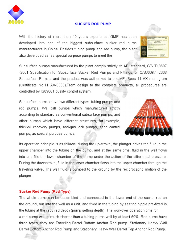 Sucker Rod Pump | PDF | Pump | Steel