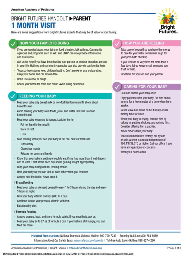 1 Month Visit: Handout Parent | PDF | Health Sciences | Pediatrics