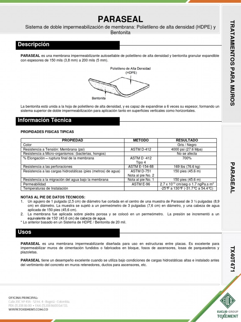 Paraseal | PDF | Agua | Hormigón