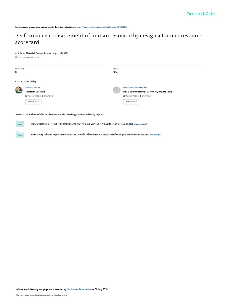 Performance Measurement of Human Resource by Design A Human Resource ...