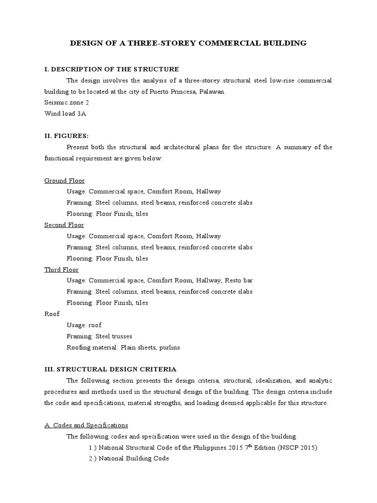 Design of A Three-Storey Commercial Building: I. Description of The ...