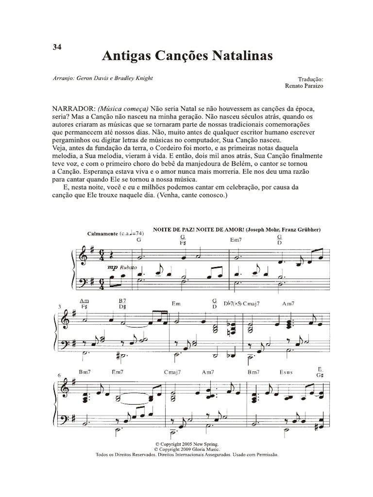 Antigas Canções Natalinas - Partitura | PDF