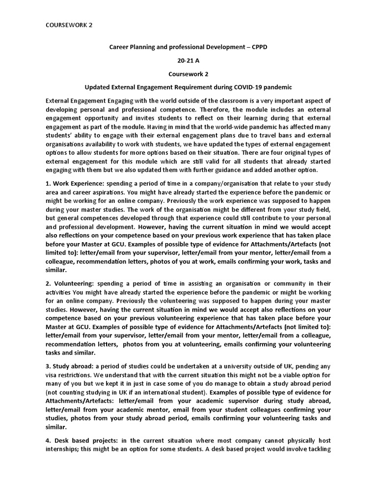 Updated External Engagment Requirements CPPD | PDF | Internship | Job Hunting