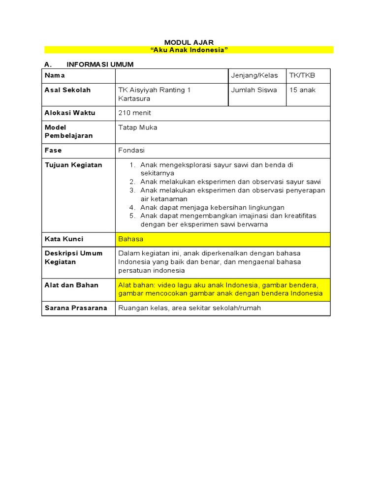 RPPH Baru Model Merdeka | PDF