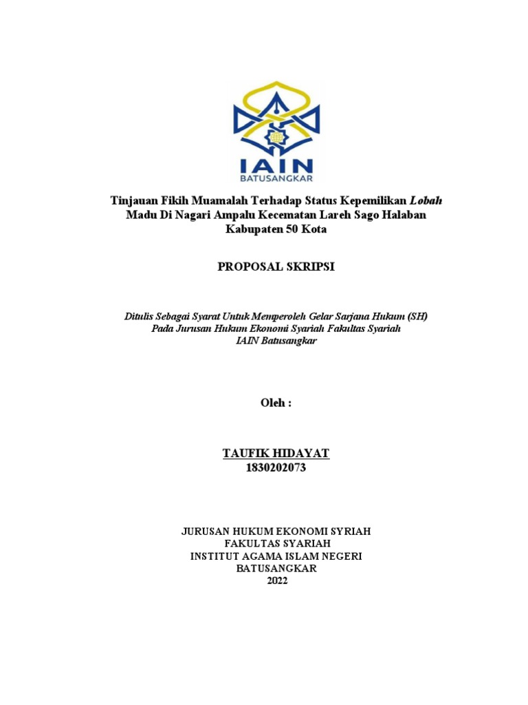 Bismillah Proposal Taufik Hidayat Madu 1830202073-2-1 | PDF