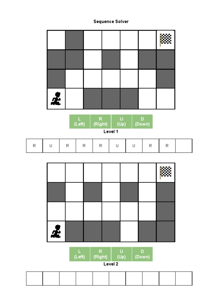 Sequence Solver: L (Left) R (Right) U (Up) D (Down) | PDF