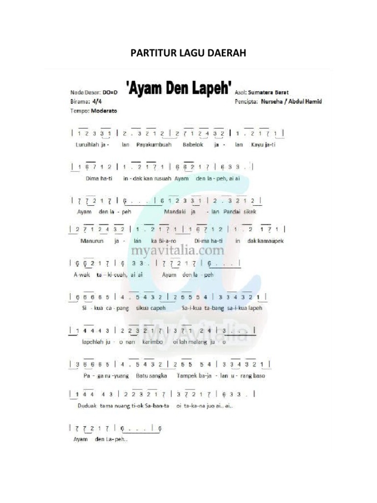 Partitur Lagu Daerah | PDF