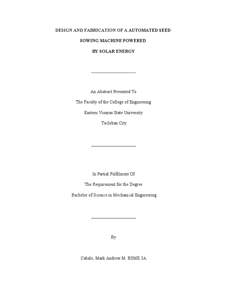 Design and Fabrication of A Automated Seed Sowing Machine Powered by ...
