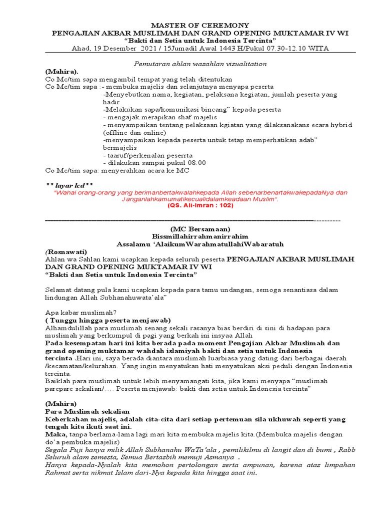 Script MC Nobar 1 | PDF | Agama & Spiritualitas