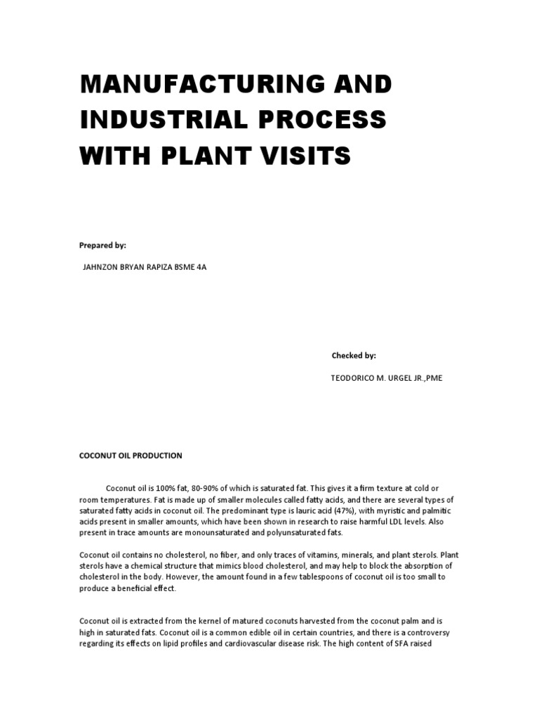 Manufacturing and Industrial Process With Plant Visit | PDF | Fat ...