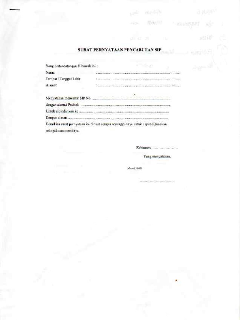 Format Surat Pencabutan SIP | PDF