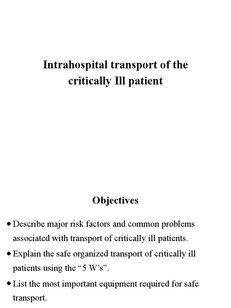 Intrahospital Transport of Critically Ill Patients | PDF | Intensive ...