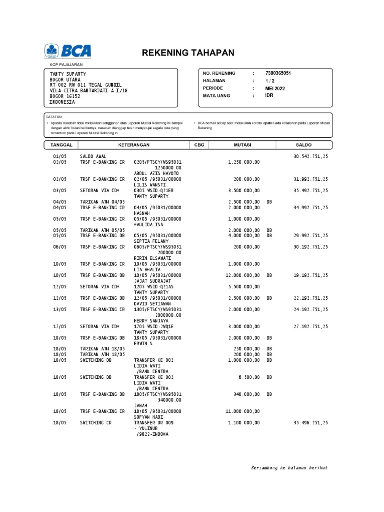 New Rek Koran Bca Mei | PDF