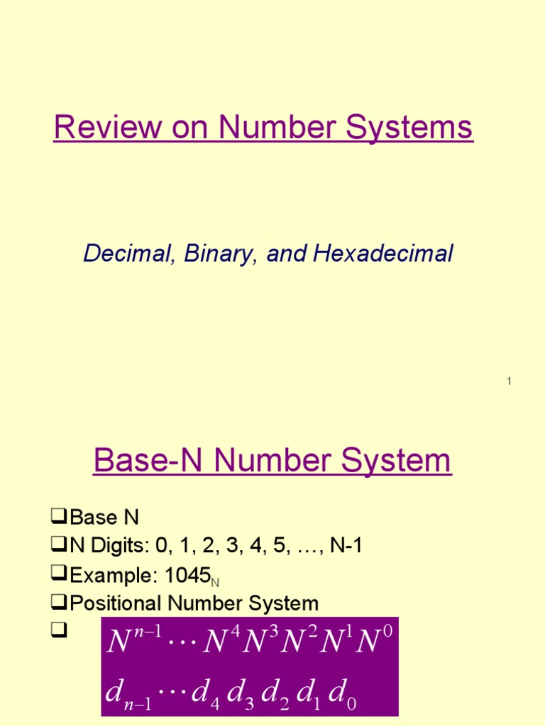 Review On Number Systems: Decimal, Binary, and Hexadecimal | Download Free PDF | Subtraction ...
