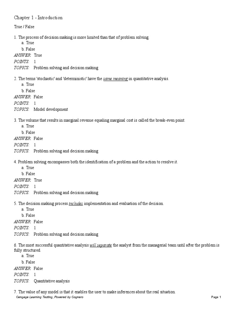 Chapter 1 - Introduction: Cengage Learning Testing, Powered by Cognero ...