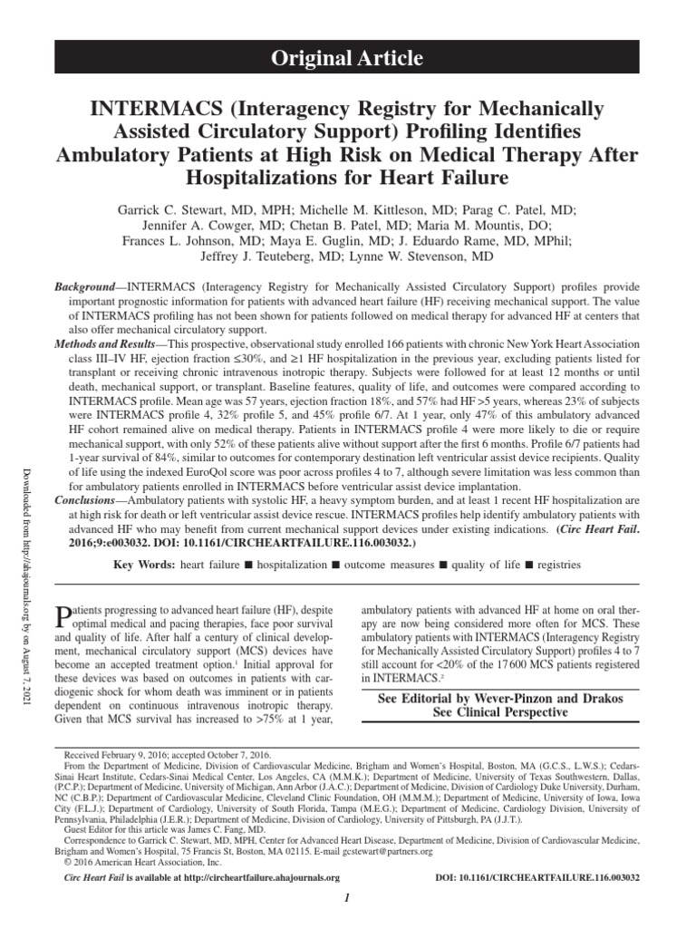 Intermacs | PDF | Heart Failure | Health Sciences