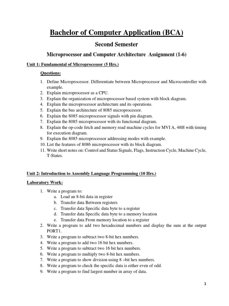 Bachelor of Computer Application (BCA) : Second Semester | PDF | Central Processing Unit ...