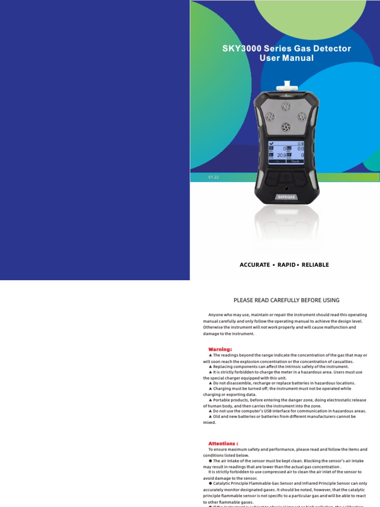 SKY3000 Series Gas Detector User Manual: Accurate - Rapid - Reliable ...