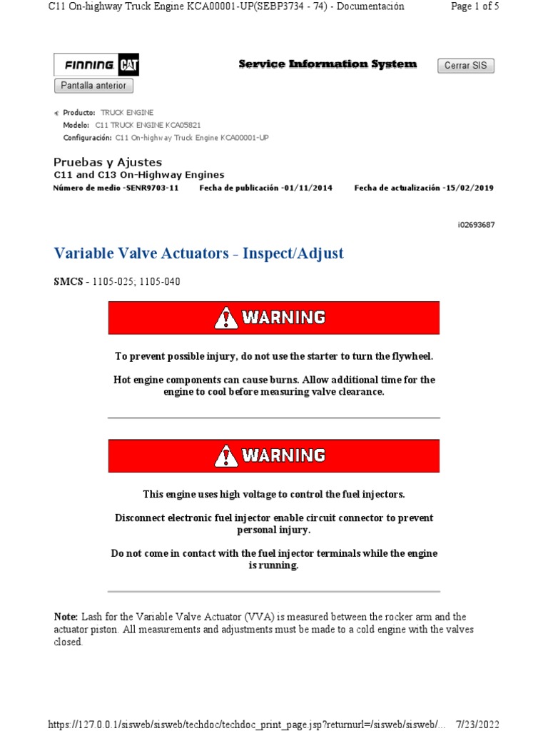 Calibracion Actuador Valvula Variable c11 | PDF | Valve | Piston