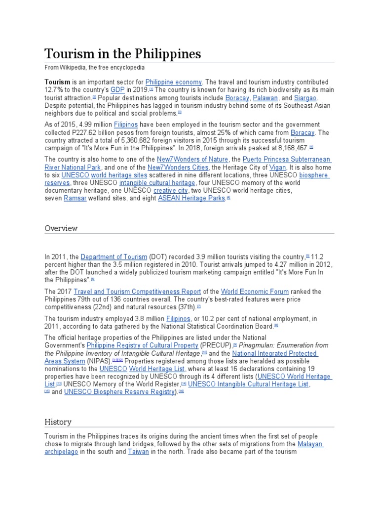 Tourism Overview in the Philippines | PDF | Philippines