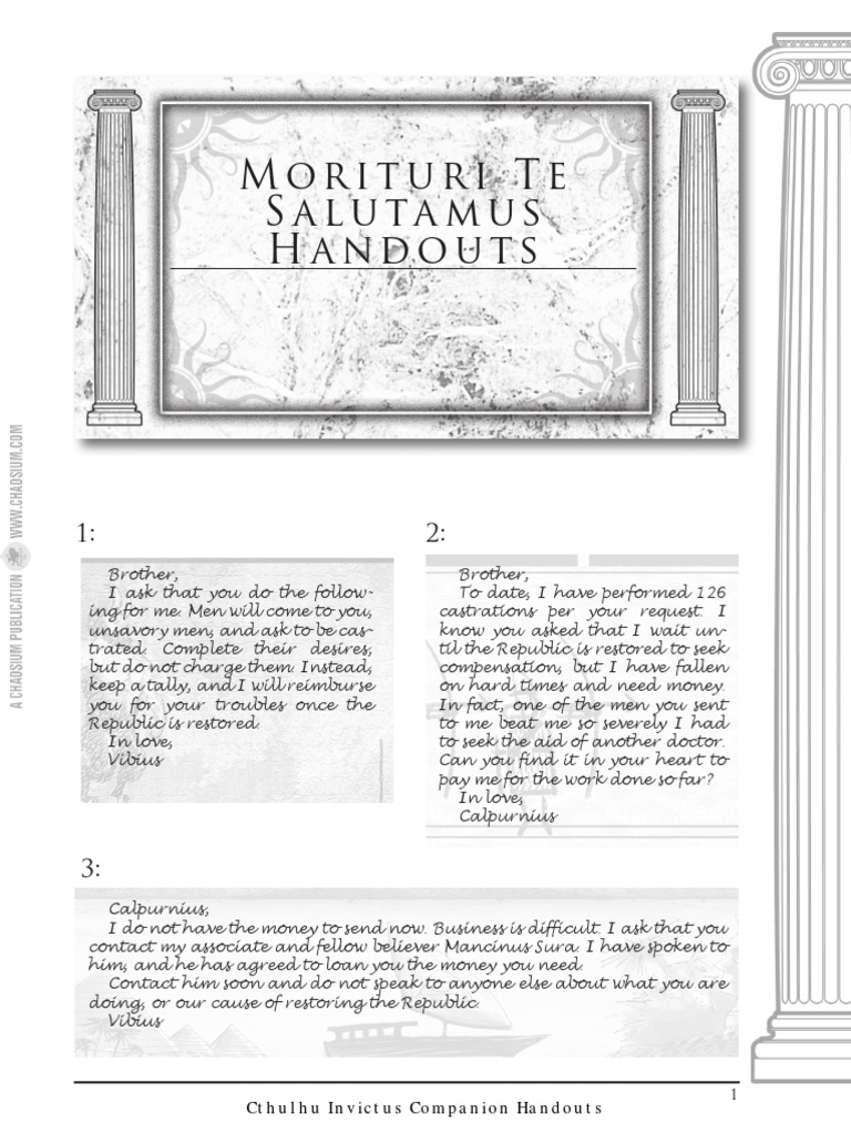 CHA23119HO - Cthulhu Invictus Companion Handouts | PDF