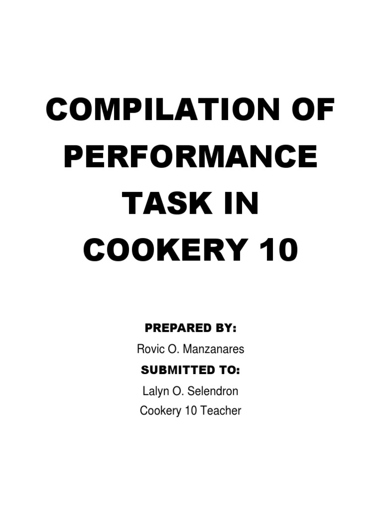 PORTFOLIO IN COOKERY 10 | PDF