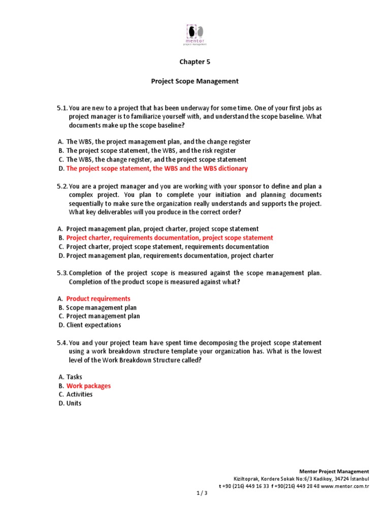 Project Scope Management: The Project Scope Statement, The WBS and The ...