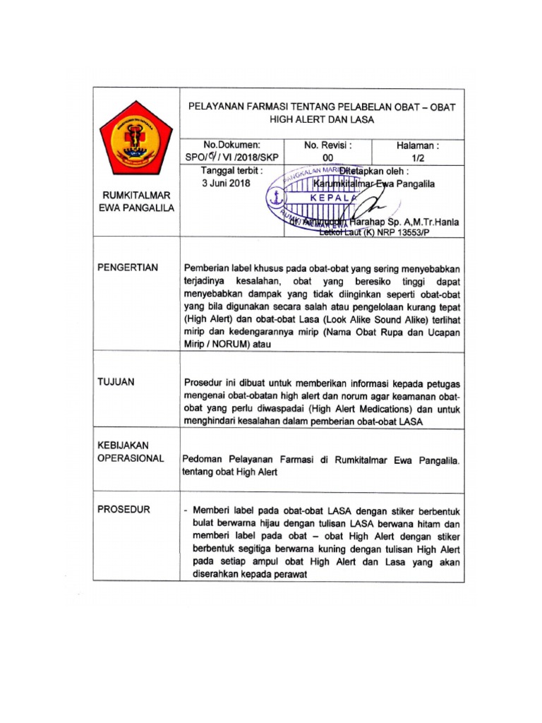 Sop High Alert | PDF
