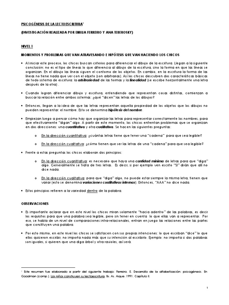 Psicogénesis de la Lectoescritura Infantil | PDF | Escritura | Sílaba