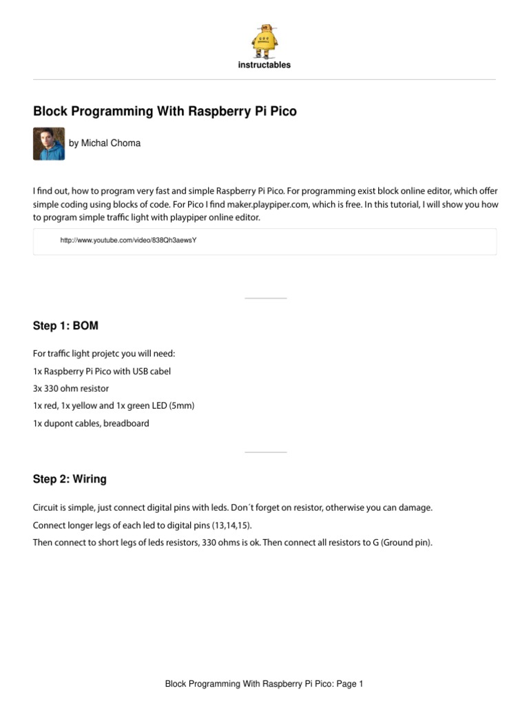 Block Programming With Raspberry Pi Pico: Step 1: BOM | PDF