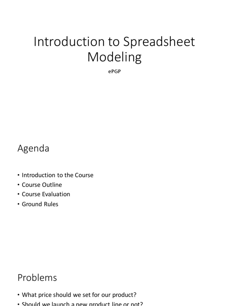 Introduction To Spreadsheet Modeling | PDF | Spreadsheet | Conceptual Model