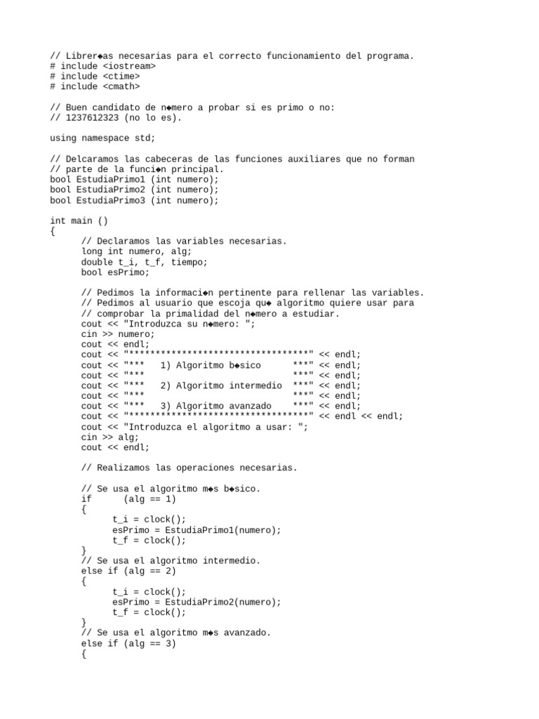 Primos en C++ | PDF | Ingeniería Informática | C