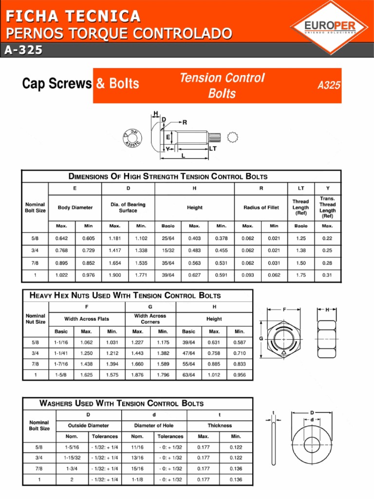 Ficha Tecnica Perno Torque Controladoa 325 | PDF