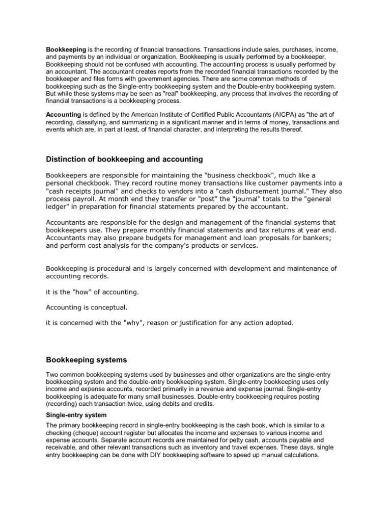 Bookkeeping and Accounting | PDF