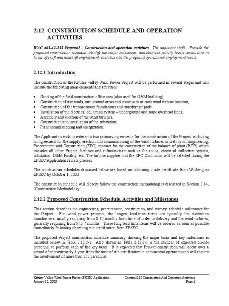 2.12 Construction-Schedule and Operation | PDF | Wind Power ...