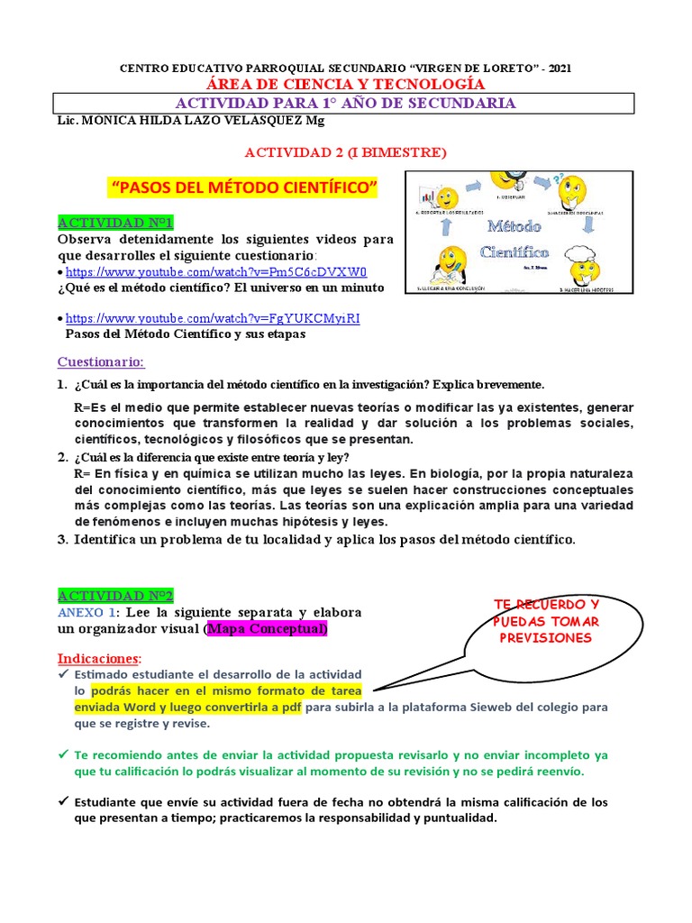 Actividad 2 El Método Cientifico | PDF | Hipótesis | Método científico